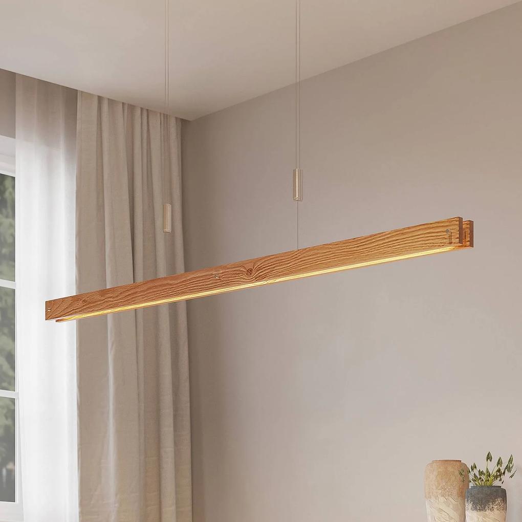Lindby Alimara LED dřevěné závěsné světlo, 138 cm