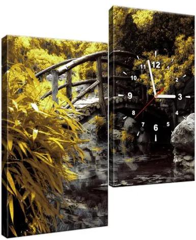 Tištěný obraz s hodinami Žlutá Japonská zahrada 60x60cm ZP2544A_2J