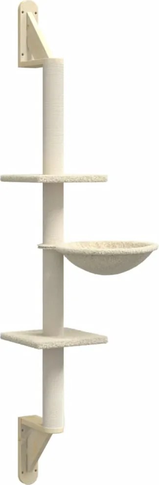 Nástěnné škrabadlo pro kočky se sloupkem krémové 142,5 cm 172395