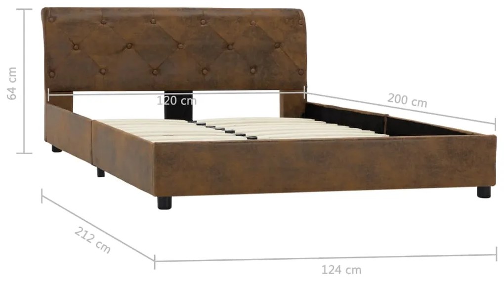vidaXL Marketos Rám postele hnědý umělá broušená kůže 120 x 200 cm