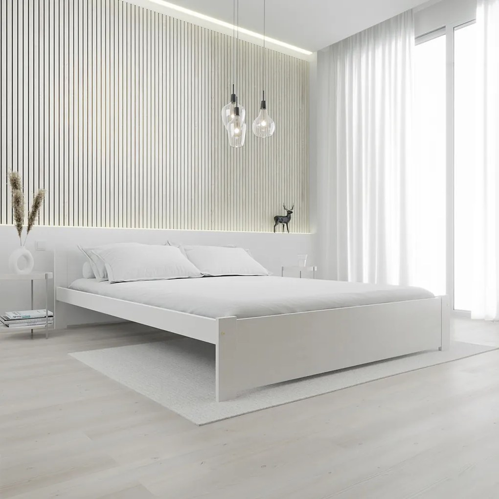Postel IKAROS 140 x 200 cm, bílá Matrace: Matrace Sommera 18 cm, Rošt: S laťkovým roštem