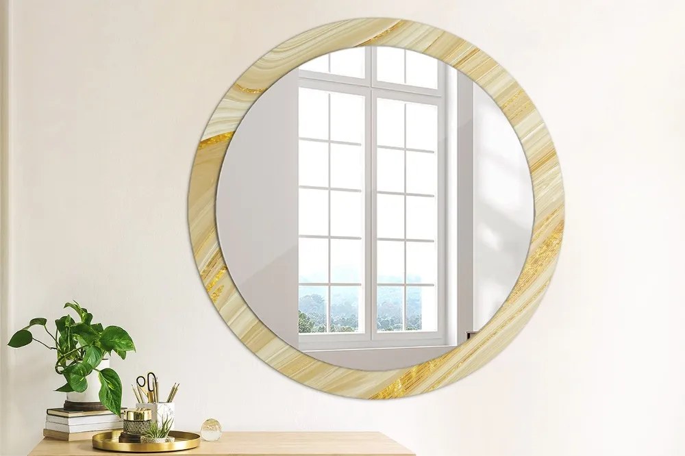 Kulaté zrcadlo s dekorem Zlatý abstrakt fi 90 cm