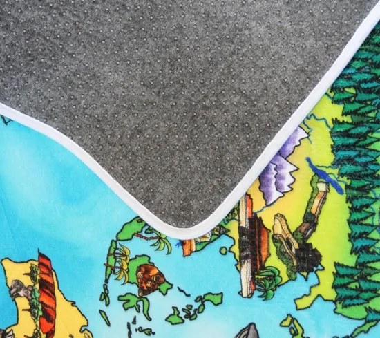 BO-MA, Protiskluzový kusový koberec World map, 76,5x117, modrá, vícebarevná, dětský pokoj