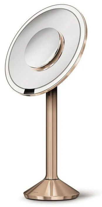 Simplehuman, Stolní kosmetické zrcadlo s LED osvětlením a dotykovým ovládáním Sensor Pro, 20 cm | zlato růžová