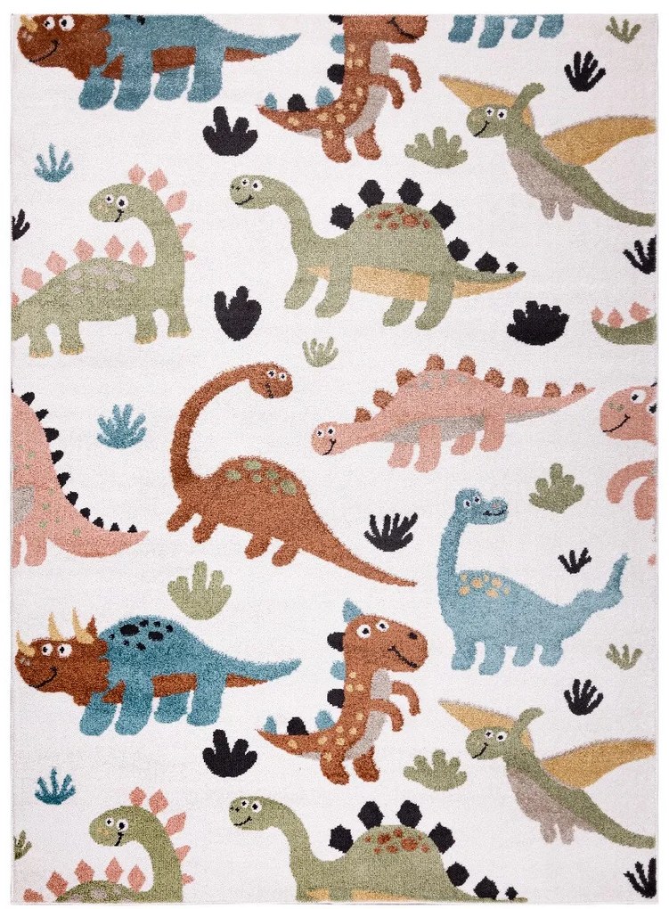 Dywany Łuszczów, Dětský kusový koberec Fun Dino cream, 120x170, vícebarevná, dětský pokoj