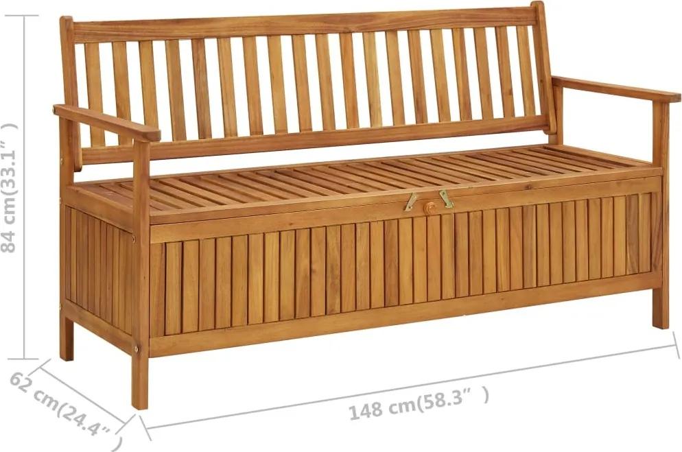 vidaXL Zahradní úložná lavice 148 cm masivní akáciové dřevo [310280]