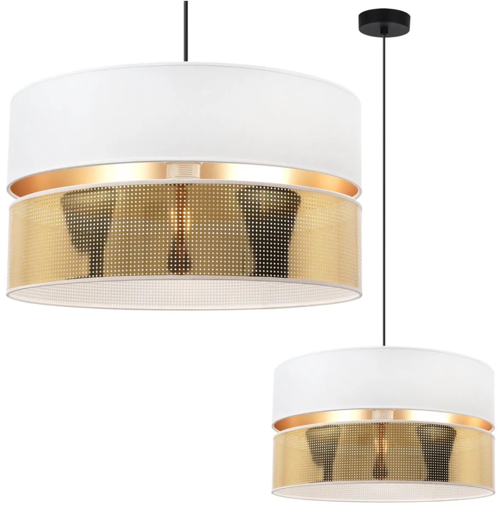 Závěsné svítidlo Asti2, 1x PVC/bílé textilní stínítko, (fi 40cm), g, b