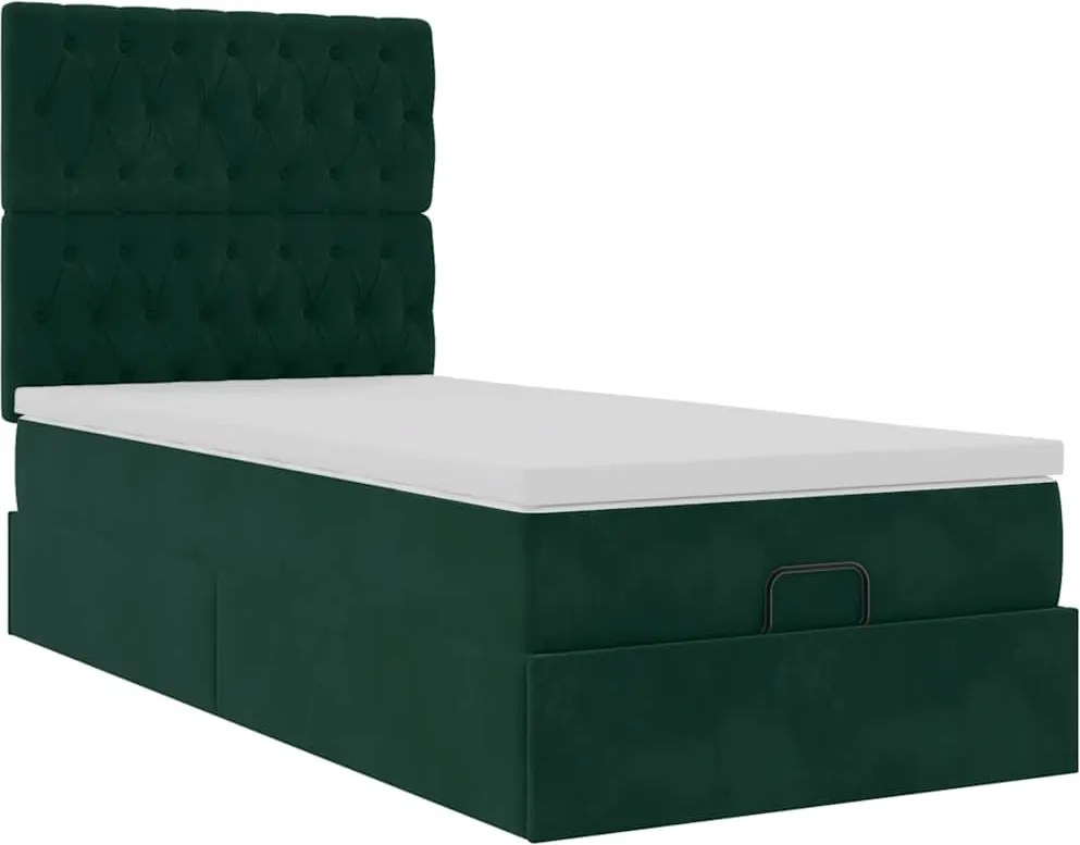 Osmanský rám postele s matracemi tmavě šedá 80x200cm samet 3314357