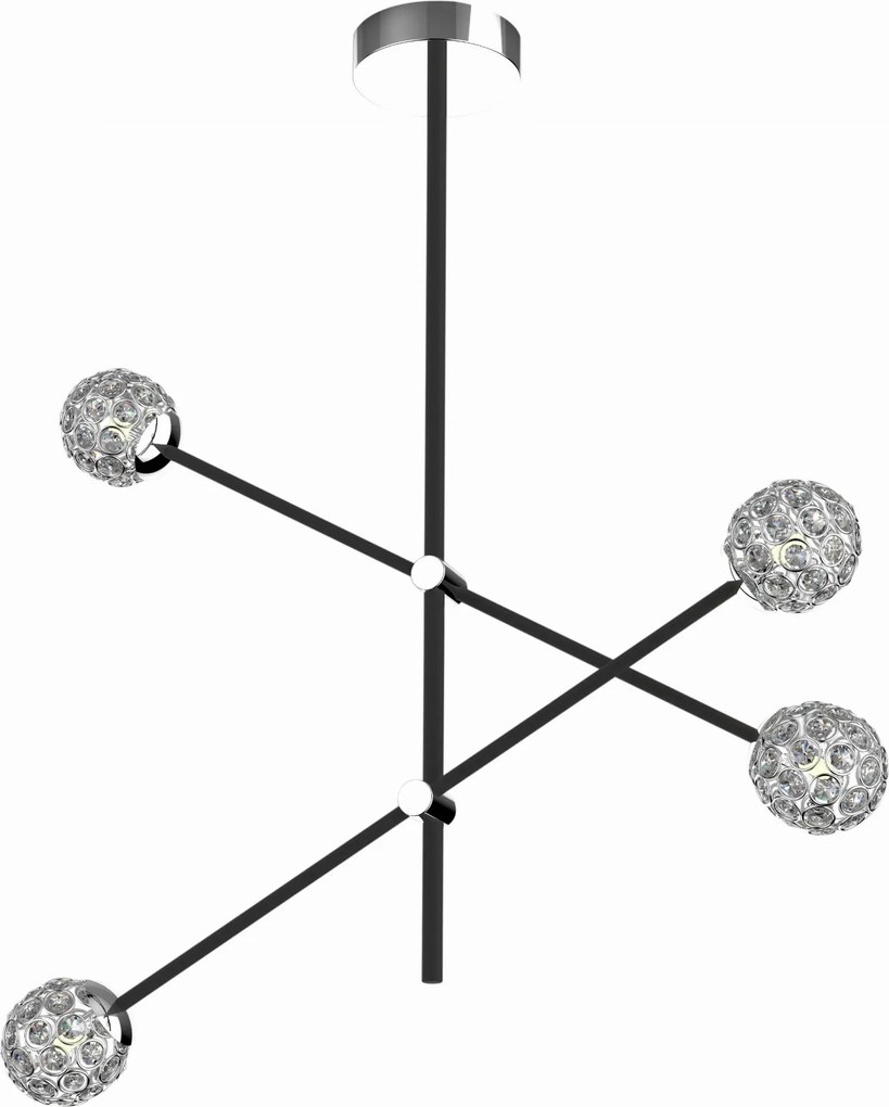 Candellux Paksos křišťálový lustr 4xG9 černý 70 cm