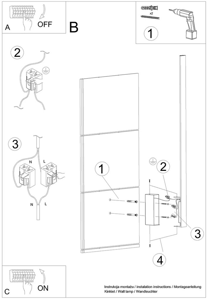 Nástěnné LED svítidlo Lahti s, 1x LED 8-10w, 3000k, b