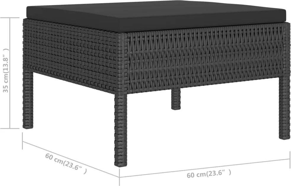 vidaXL Marketos 6dílná zahradní sedací souprava s poduškami polyratan černá