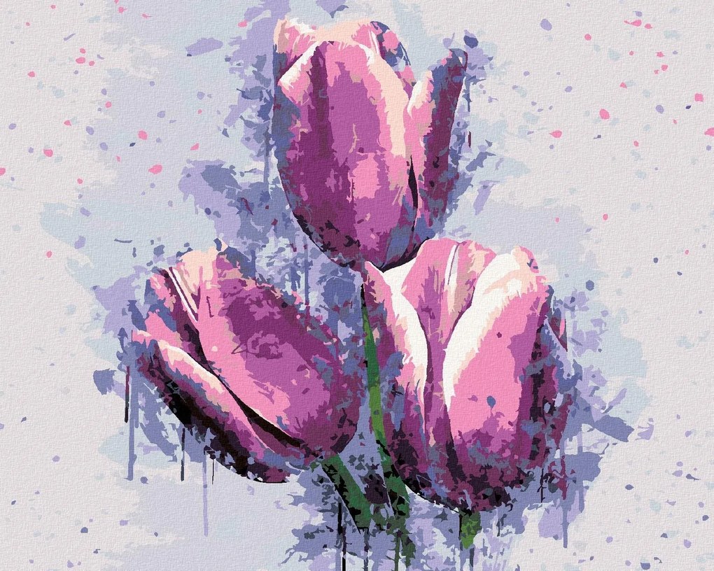 zuty zuty - malování podle čísel - malované tulipány, 40x50 cm, plátno