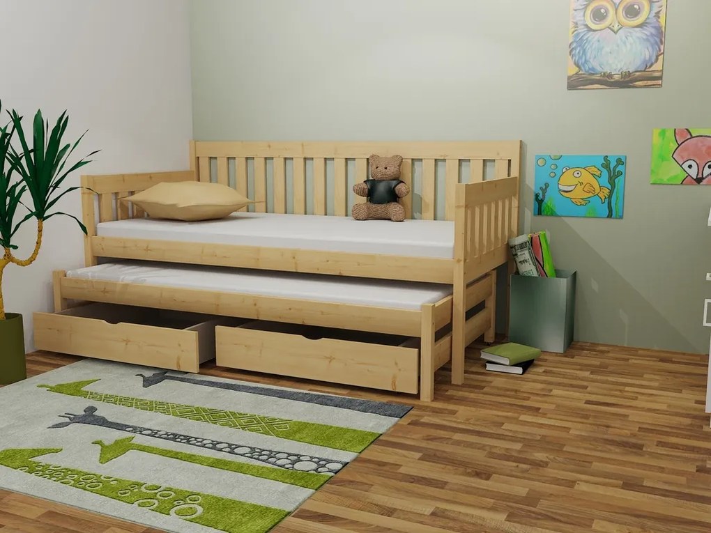 Vomaks Dětská postel s výsuvnou přistýlkou M 006 NEW* 90 x 190 cm moření olše