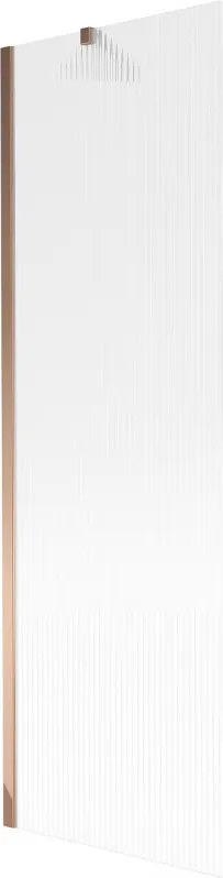 Mexen Next, vanová zástěna 1-křídlová 60 x 150 cm, fixní křídlo, 6 mm sklo s pruhy, růžové zlato profil, 895-060-000-00-09-60