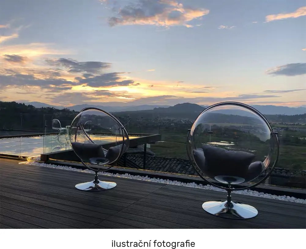 Kondela Závěsné křeslo se stojanem, transparentní/střírná/šedá, BUBBLE NEW TYP 2