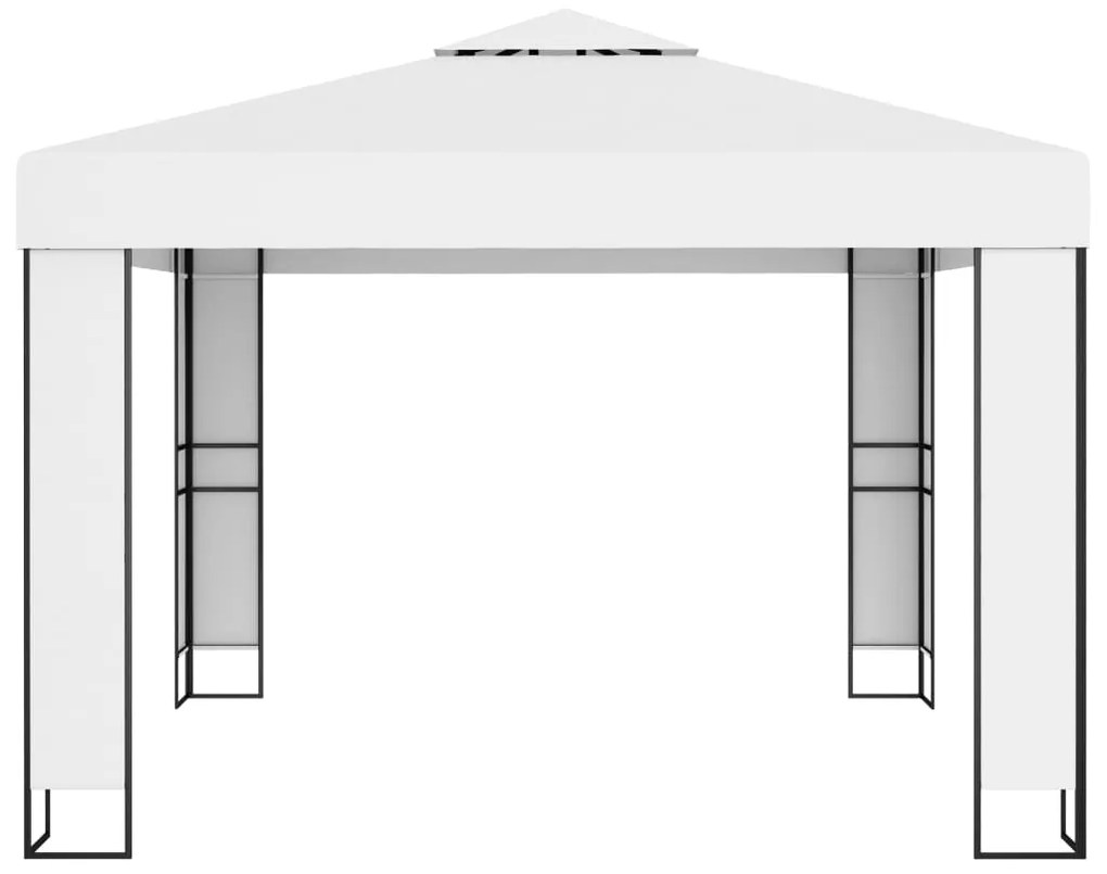 vidaXL Marketos Altán s dvojitou stříškou a světelnými LED řetězy 3 x 3 m bílý