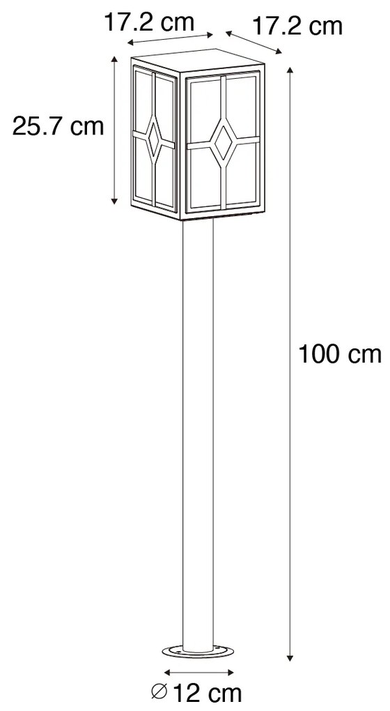 Klasická venkovní stojací lampa černá 100 cm IP44 - Dover