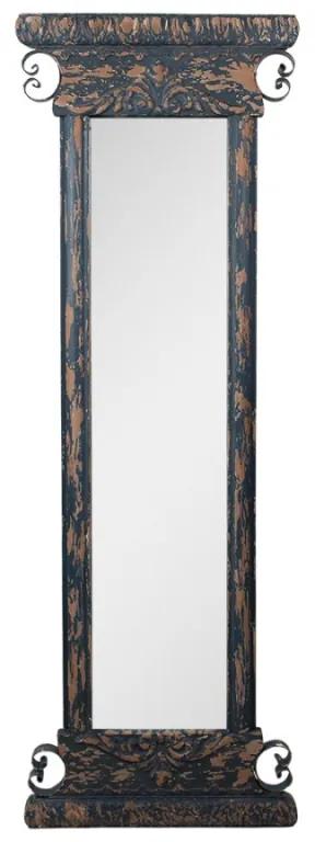 Modro-hnědé antik dřevěné nástěnné zrcadlo Mariele – 45x4x131 cm