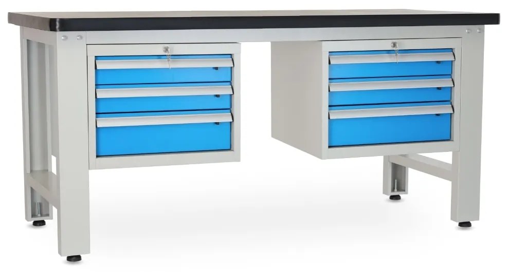 Dílenský stůl Solid MDF-33, 180 cm, 2 závěsné boxy, černá