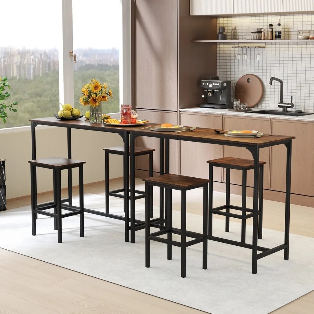 Costway 3 PCS. Jídelní stůl set s barovým stolem a amp; 2 taburety průmyslový
