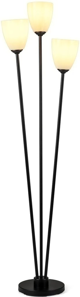 Costway Stojací lampa153cm stojací lampa s3E27- patice lampiček na čtení3Flamey