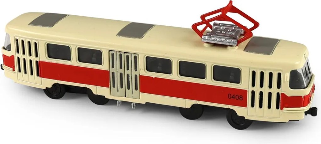 RAPPA Kovová česká retro tramvaj Tatra T3 s otevíracími středními dveřmi - 16cm - červená