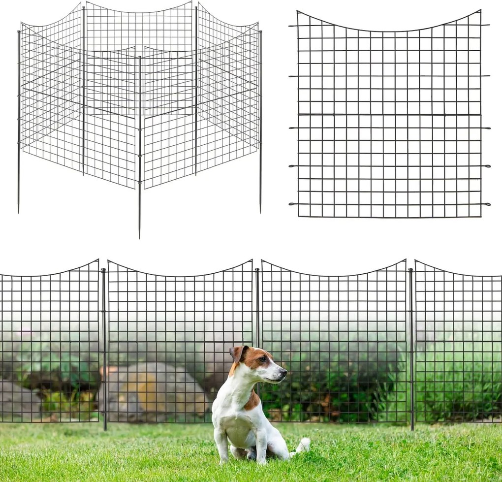 Costway Balení 5 kusů dekorativního kovového zahradního plotu 98 cm vysoký