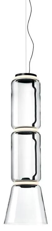 Flos F0270000  Noctambule Suspension 2 Low Cylinder and Cone, závěsné svítidlo ze skla, 3x9W + 1x18W LED 2700K, výška 127cm