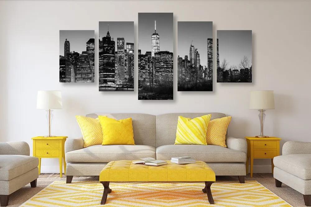 5-dílný obraz centrum New Yorku v černobílém provedení Varianta: 100x50