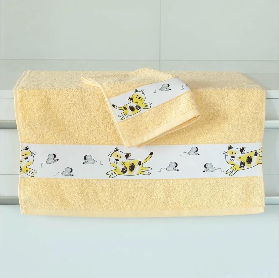 Veba dětský ručník nora myši - světle žlutá 50x100
