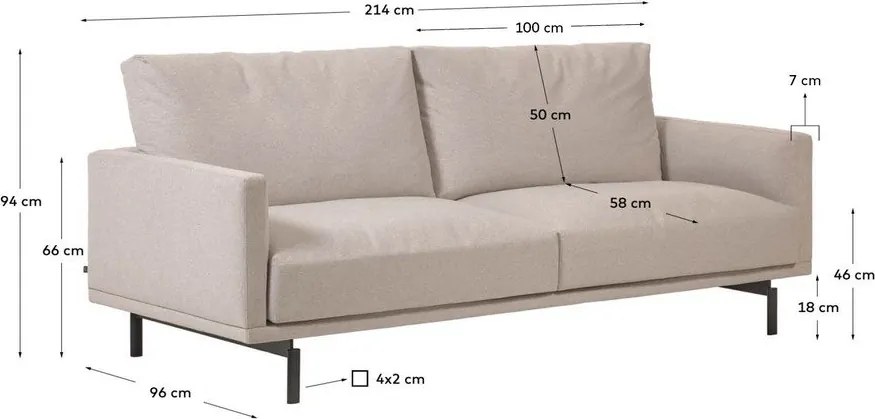 Béžová žinylková pohovka 214 cm Galene – Kave Home