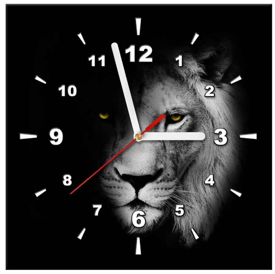 Gario Obraz s hodinami Lev ve stínu Rozměry: 30 x 30 cm