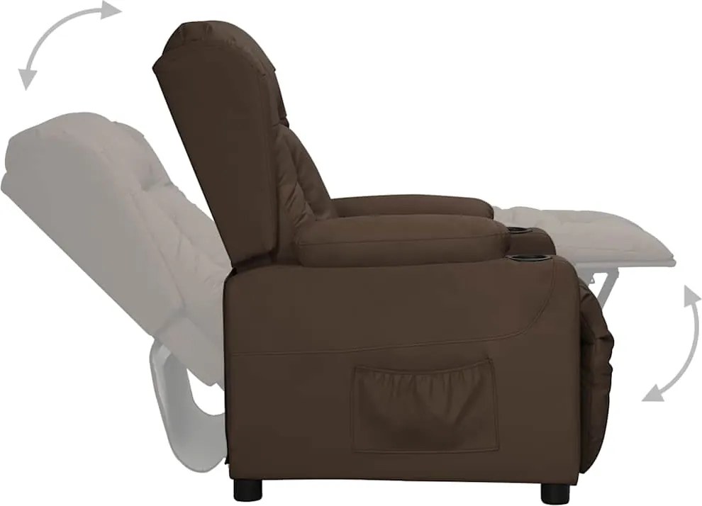 Polohovací křeslo hnědé umělá kůže 339069
