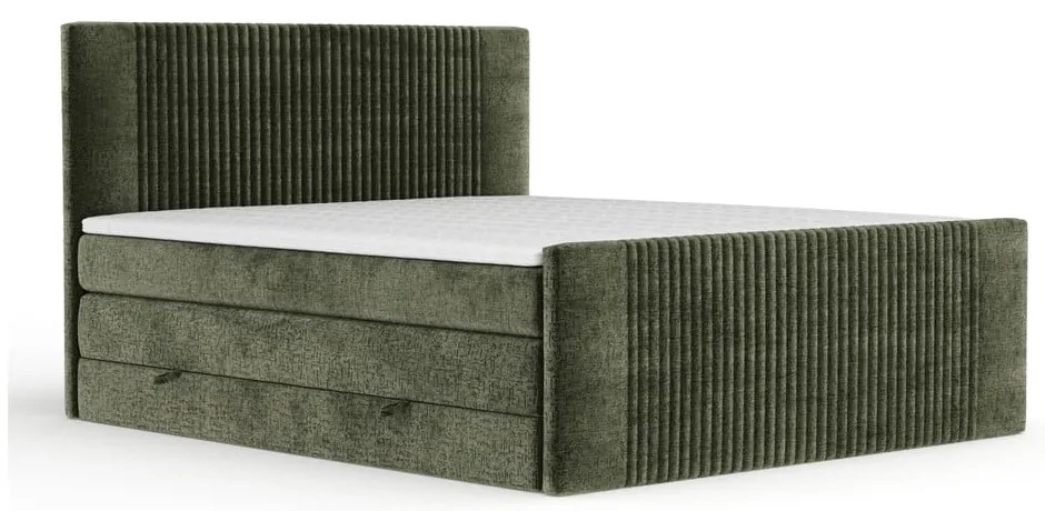Tmavě zelená boxspring postel s úložným prostorem 180x200 cm Bergamo – Maison de Rêve