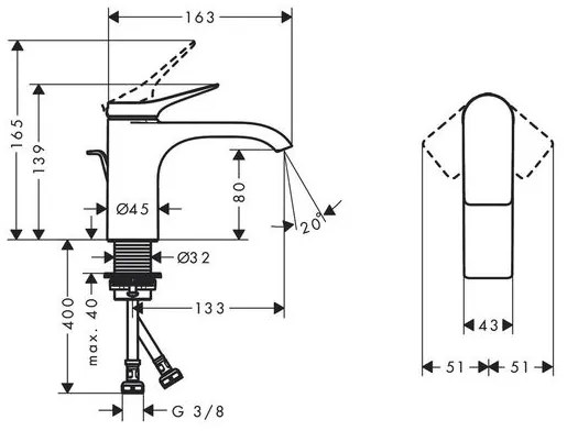 Hansgrohe Vivenis Baterie umyvadlová s táhlem, bílá mat 75010700