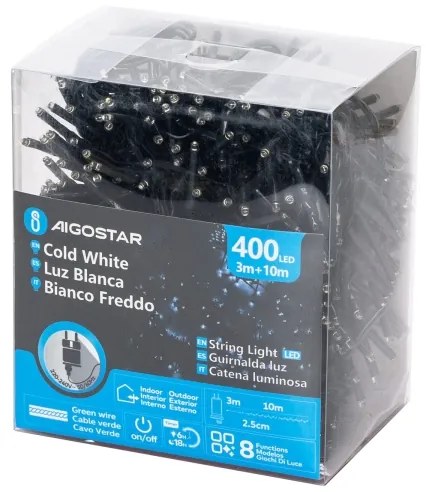 Aigostar - LED Venkovní  řetěz 400xLED/8 funkcí 13m IP44 studená bílá