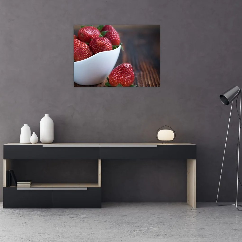 Skleněný obraz jahod (70x50 cm)