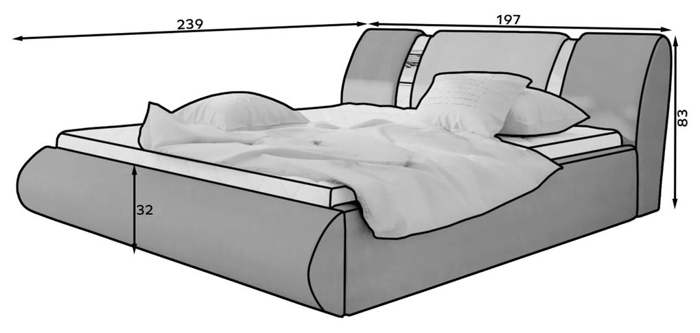 Eltap Čalouněná postel Flavio Materiál a barva potahu: Soft 11, Soft 17 - černá, Rozměry (cm): 160x200