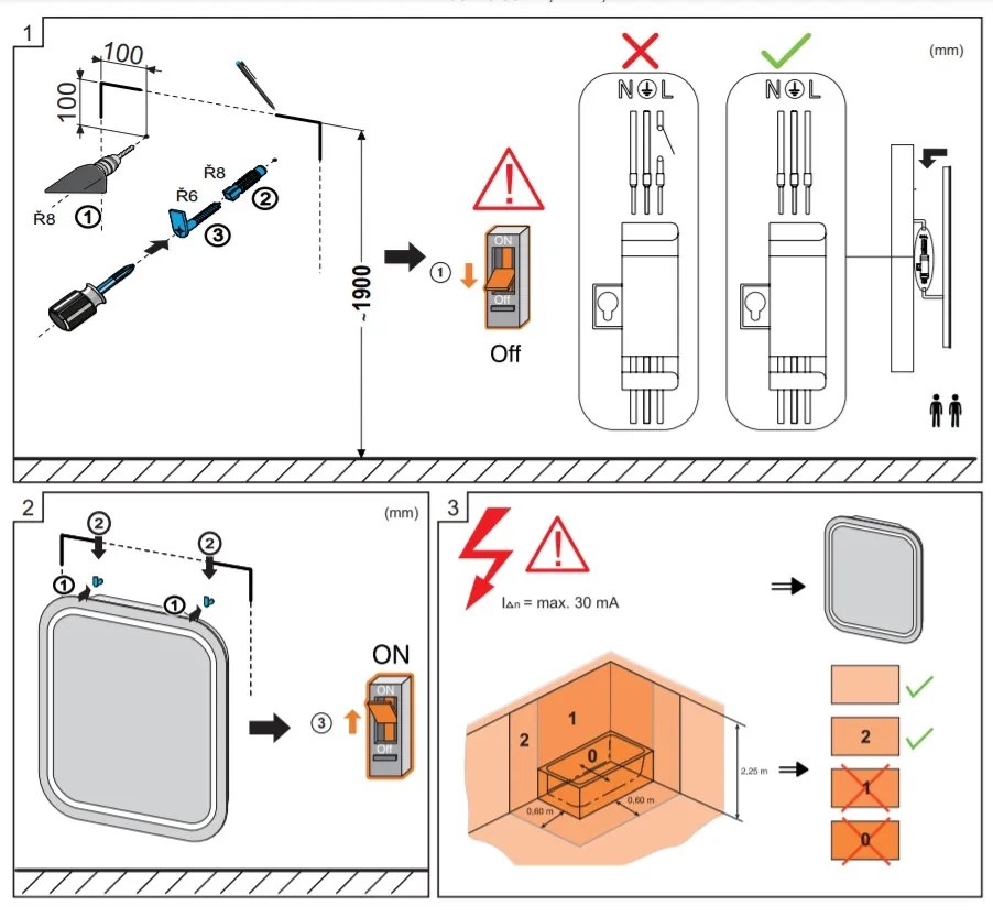 INTEDOOR zrcadlo s LED osvětlením WA5 ZS 90/70 TF