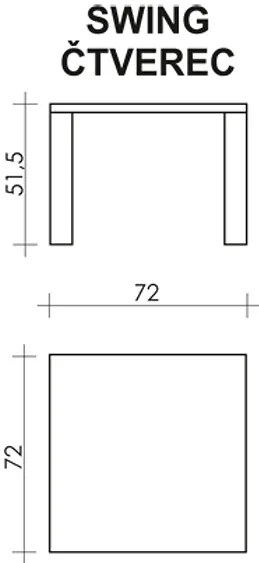 Konferenční stolek SWING čtverec 72x72 cm, masiv buk, český výrobek