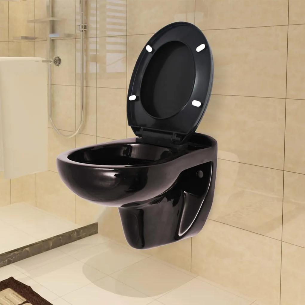 142369 vidaXL Závěsné WC funkce pomalého sklápění keramické tmavě hnědé
