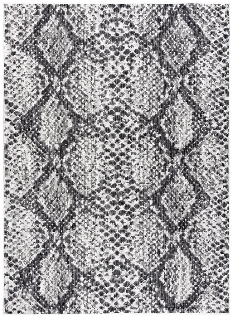 Dywany Łuszczów, Kusový koberec Sion Sisal Snake`s skin 22162 ecru/black – na ven i na doma, 160x220, šedá, chodba / předsíň