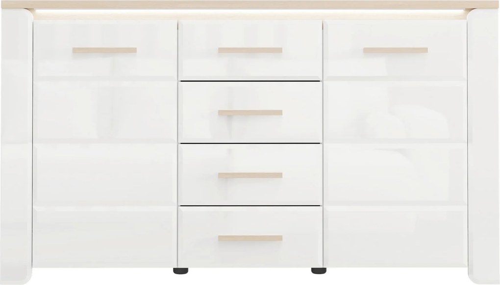 XXXLutz KOMODA, bílá, dub bianco, 154/88/40 cm Carryhome - Široké komody - 000834018102