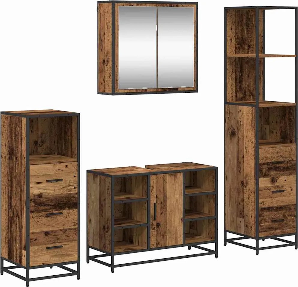 Sada koupelnového nábytku 4 ks Staré dřevo 80 x 33 x 60 cm 3402354