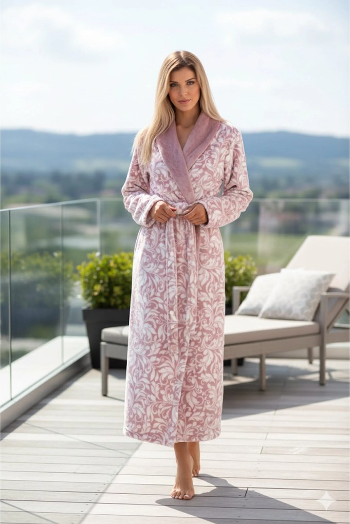 Flora Mauve Mist - Dámský Župan s Límcem - Model 25 56 4303 - L