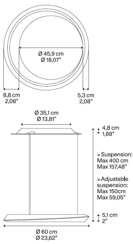 Lodes Tidal, kulaté závěsné svítidlo LED 33W 2700K, champagne/bílá, průměr 60cm, DALI