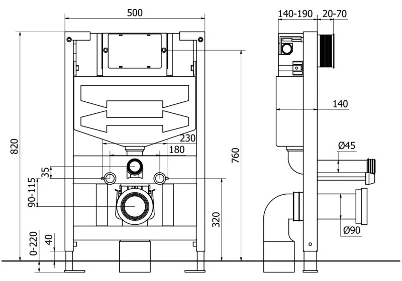 Mexen WC podomítkový set Felix XS-F stojan s WC mísou Cube i deską wolnoopdającą, Bílá - 68030924000