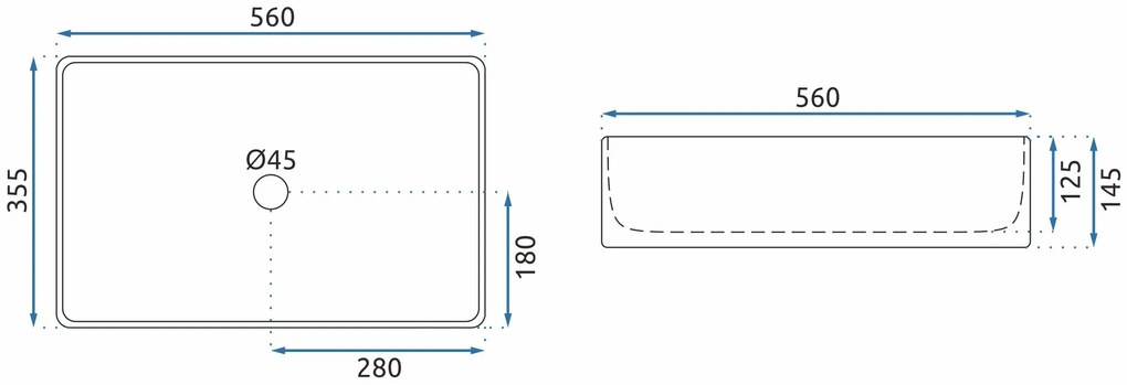 Rea Berta 55 umyvadlo, 56 x 36 cm, bílá, REA-U5055