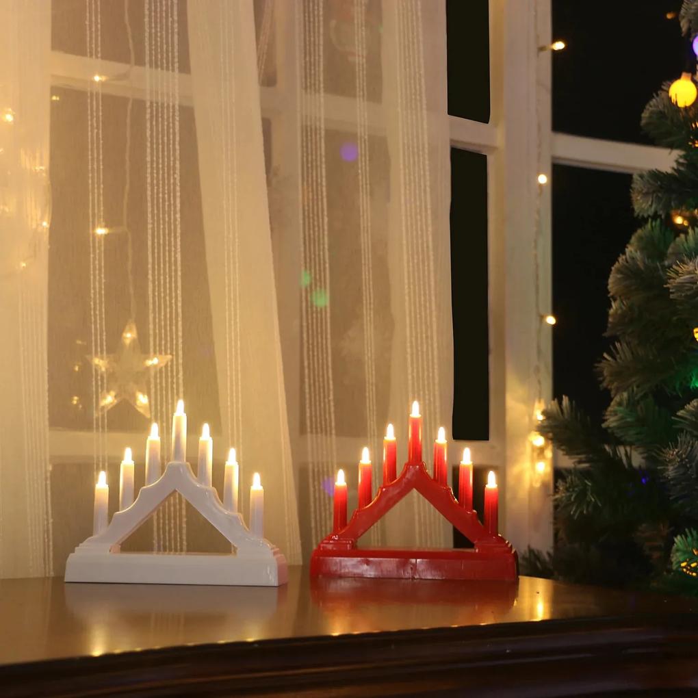 Mini vánoční plastový svícen ve tvaru oblouk, 7 svíček, různé barvy na výběr Barva: Červená