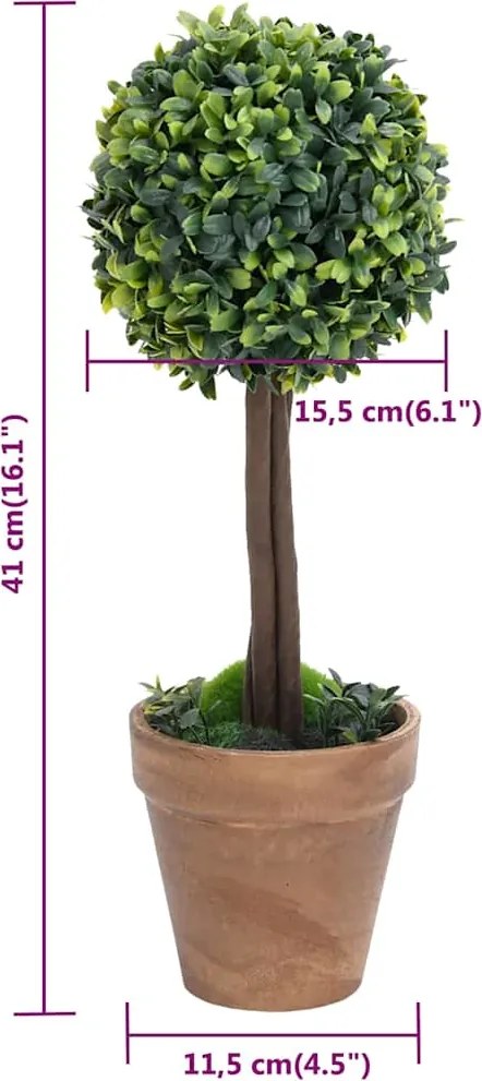 Umělé zimostrázy ve tvaru koule 2 ks s květináči zelené 41 cm 336516